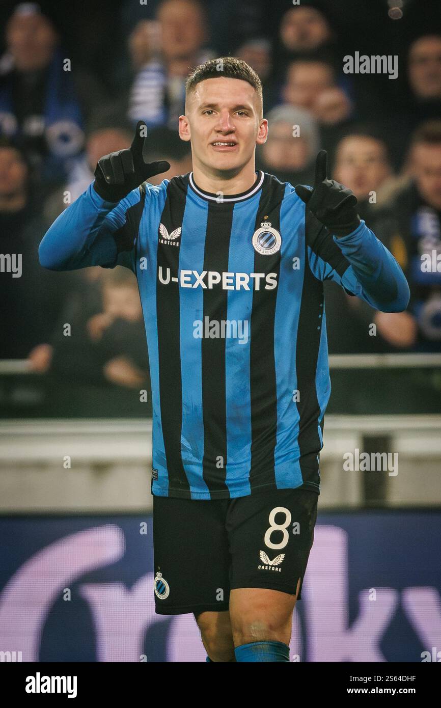 Club's Christos Tzolis celebrates after scoring during a soccer game ...