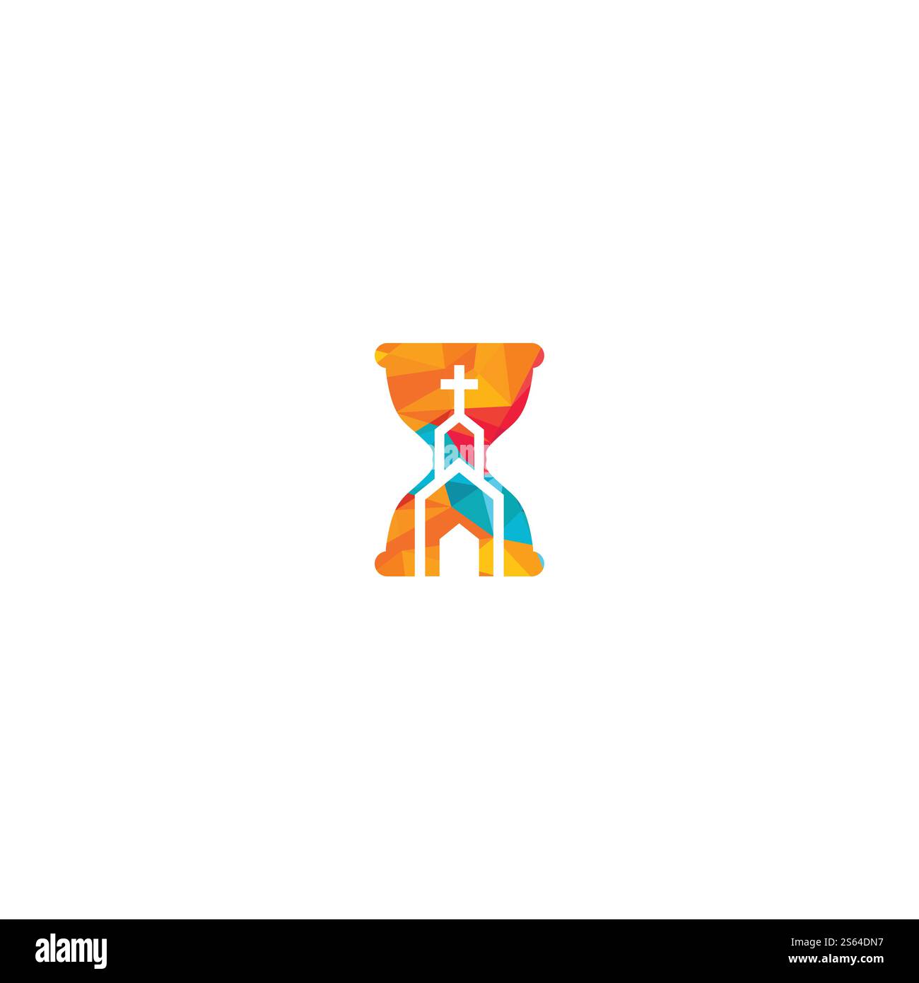 Hourglass and church logo design. Sand glass with church icon vector ...