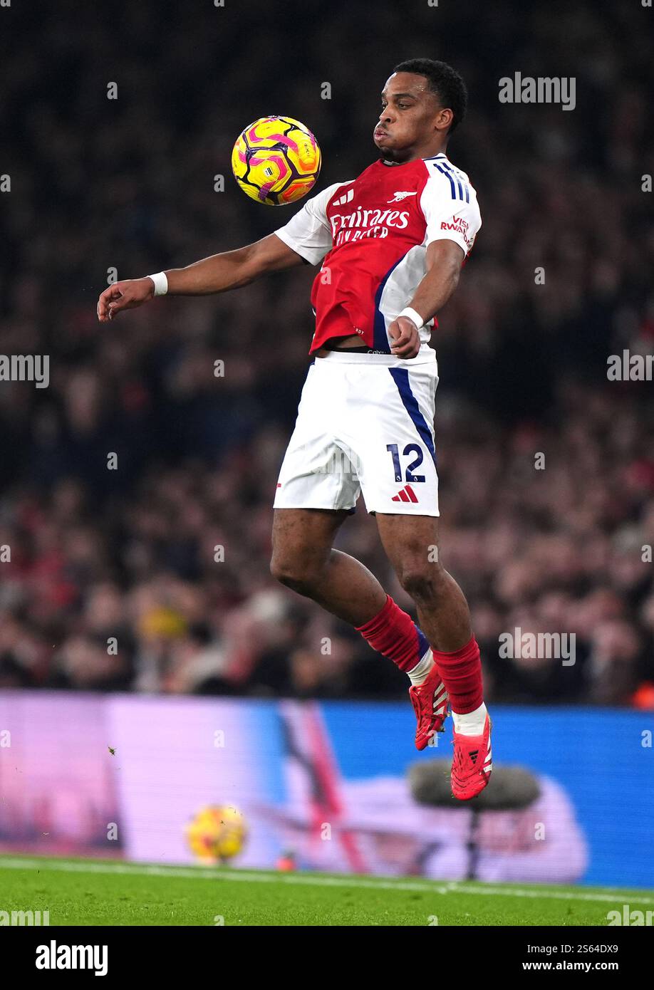 Arsenal's Jurrien Timber in action during the Premier League match at ...