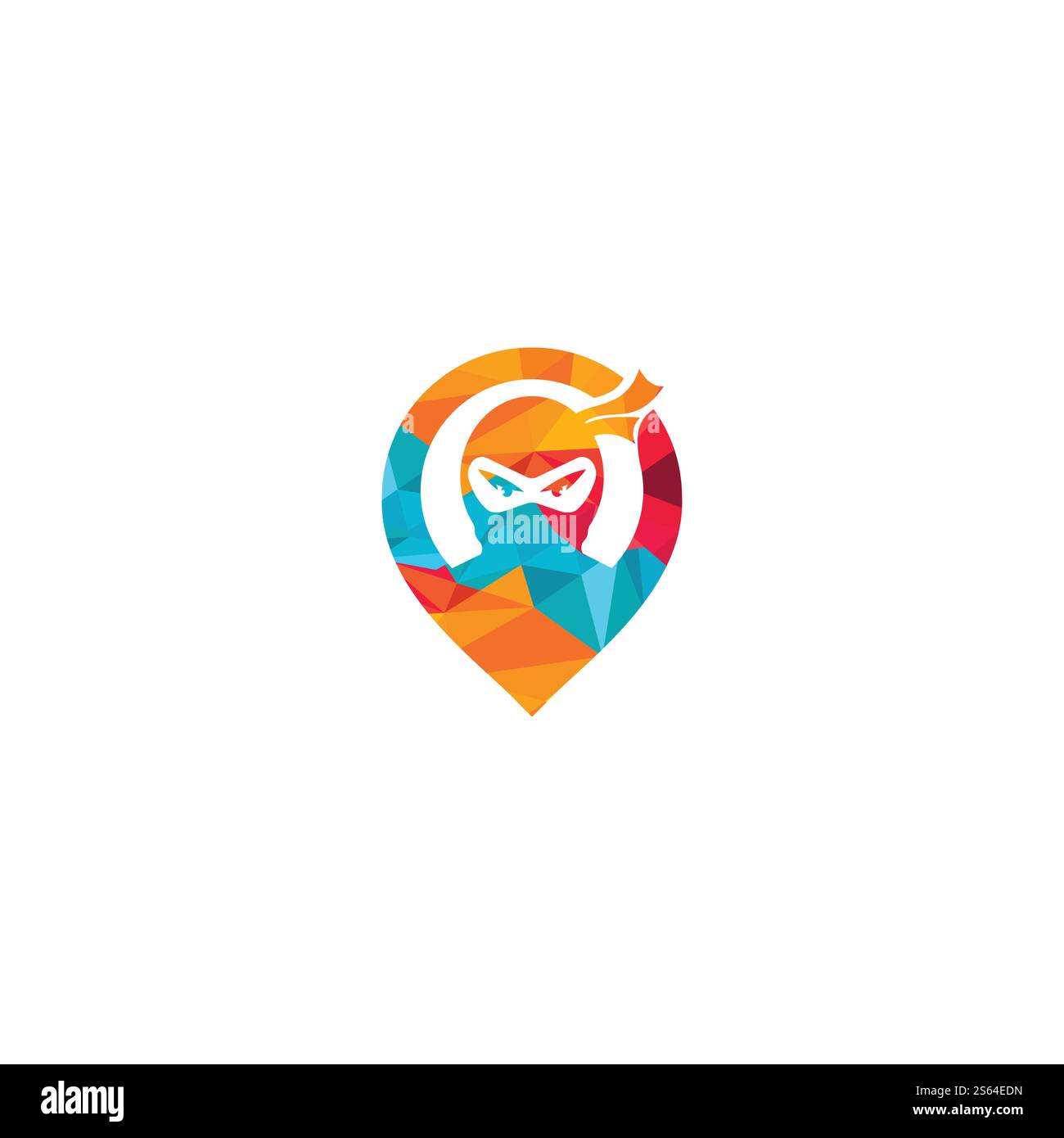 Ninja point location logo design Ninja pin map vector logo design Stock ...