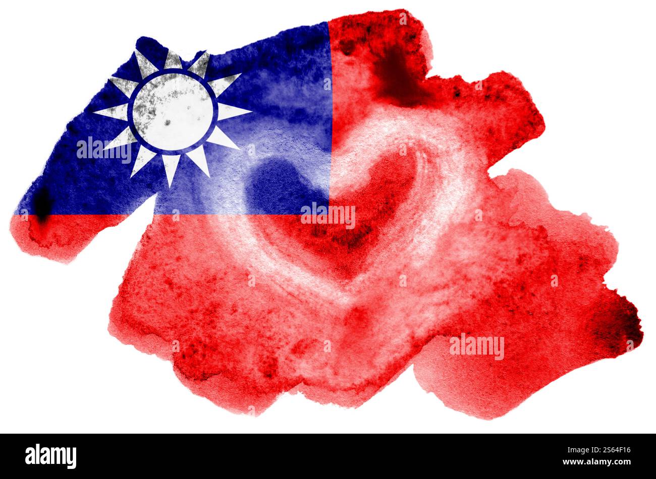 Taiwan flag is depicted in liquid watercolor style isolated on white ...