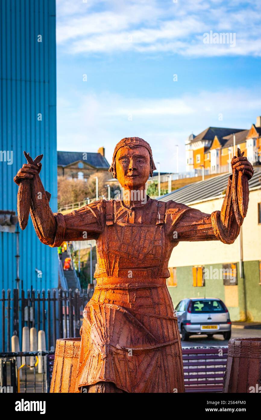 Corten steel statue of the Herring Girl sculpture by Ray Lonsdale Bell ...