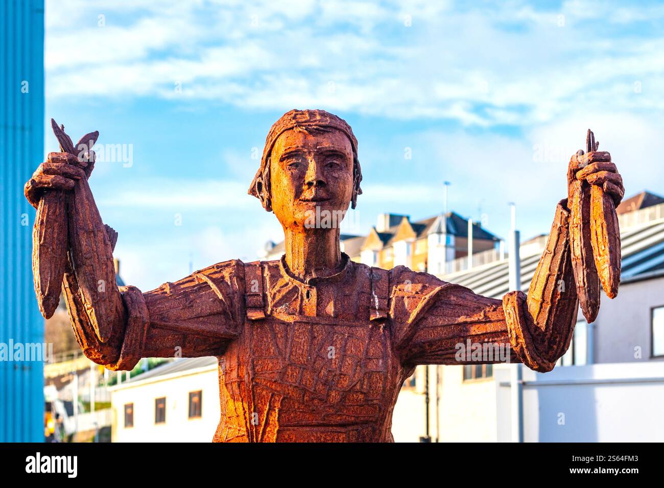 Corten steel statue of the Herring Girl sculpture by Ray Lonsdale Bell ...