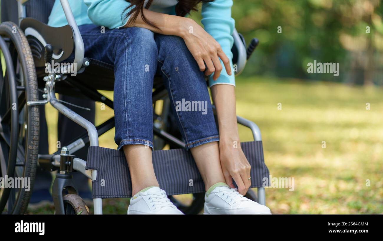 Depressed sad asian woman in wheelchair lonely disabled adult Stock ...