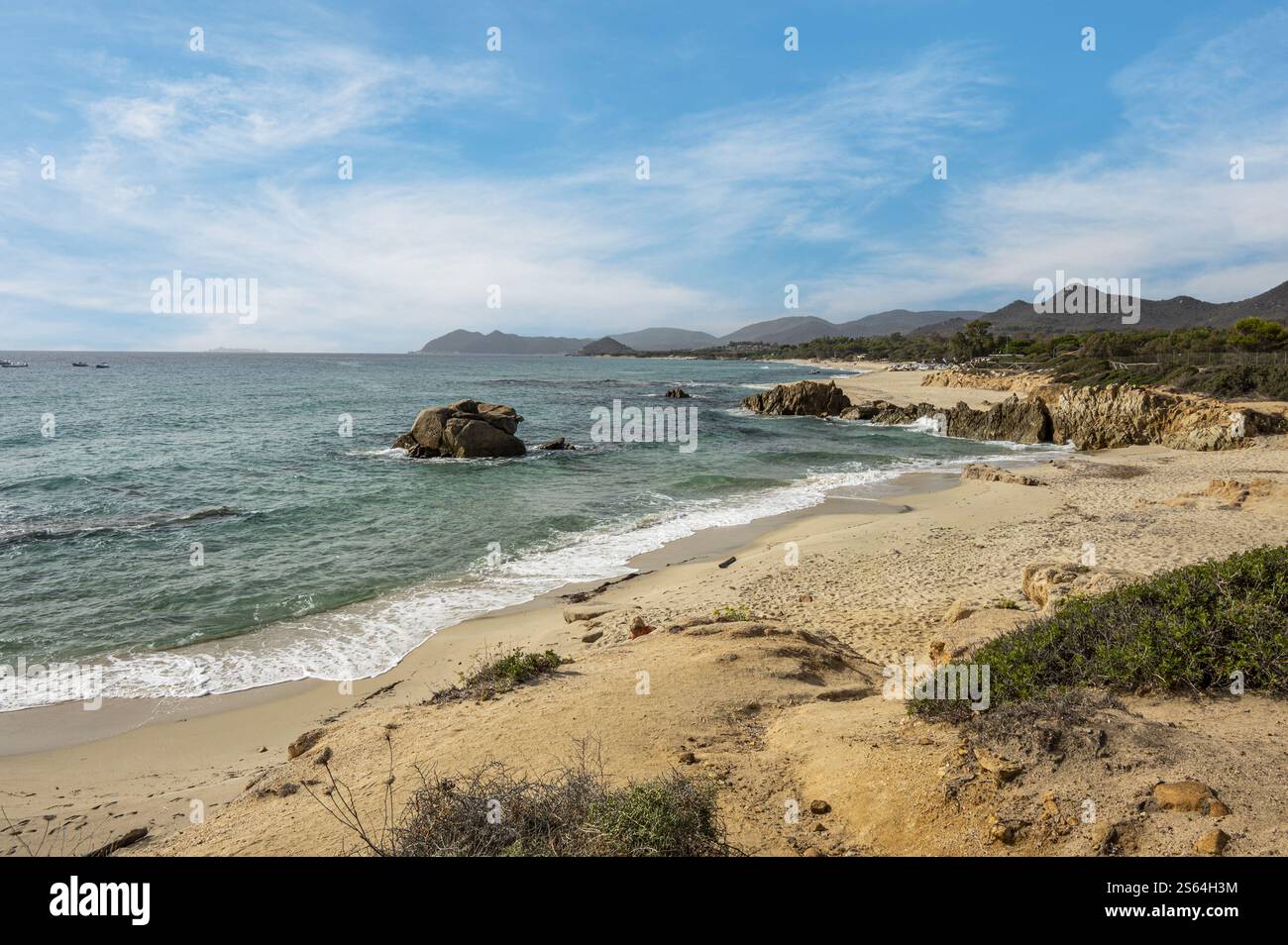 The famous beach of Costa Rei in Sardinia with turquoise and ...