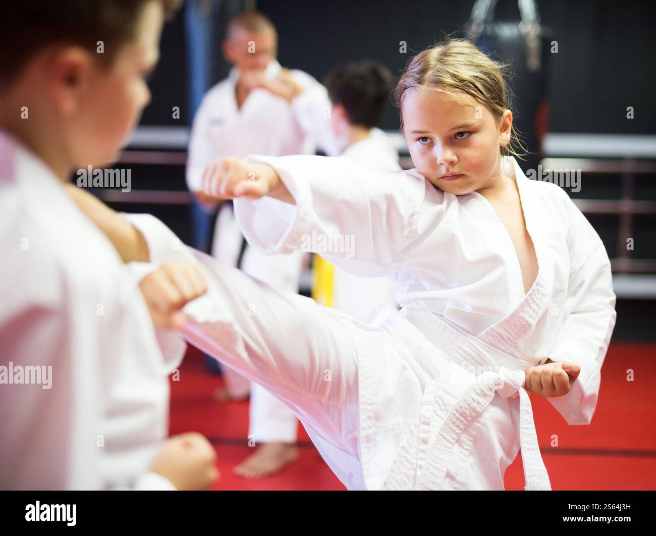 Kids sparring during karate training Stock Photo - Alamy