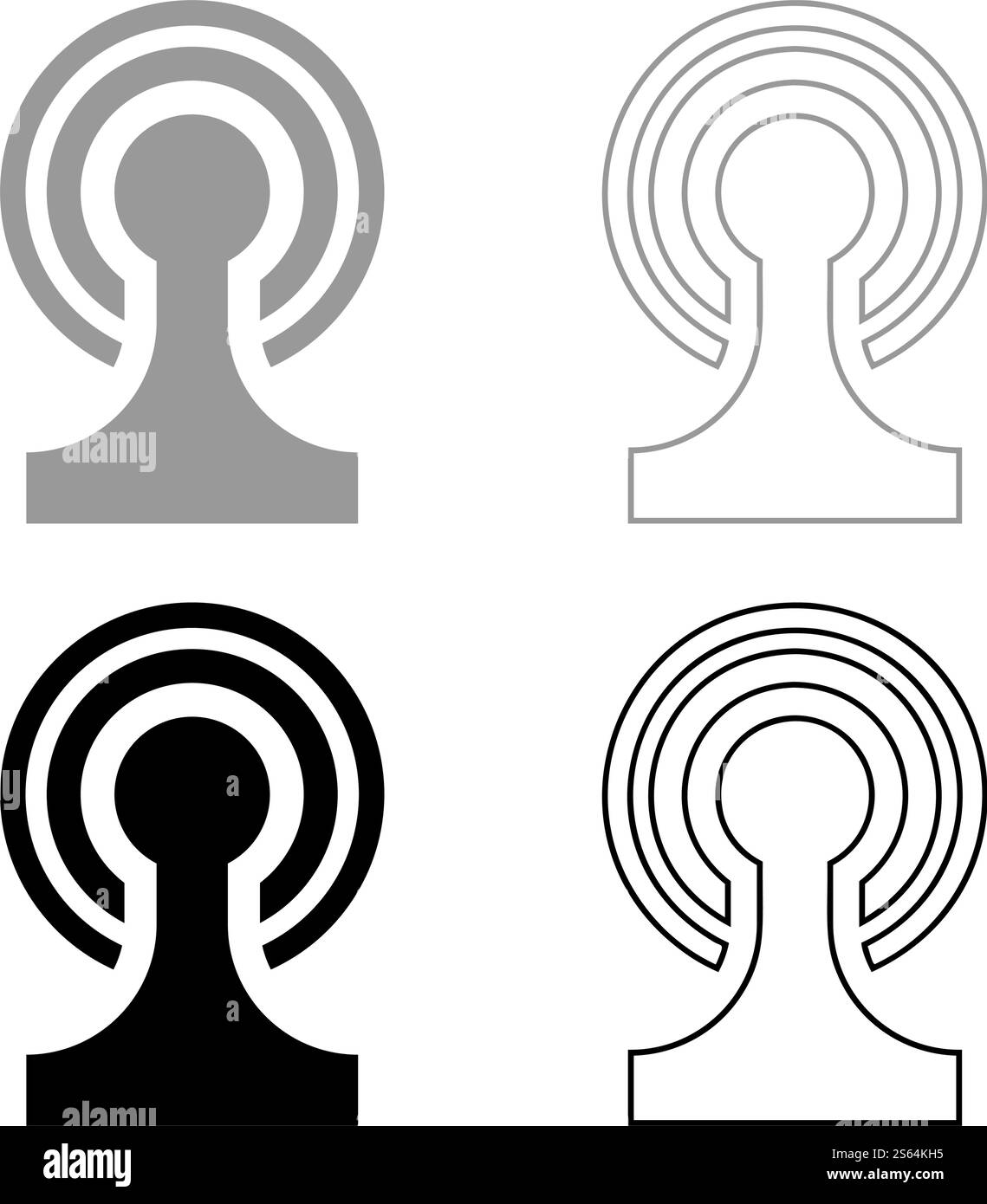Broadcasting Wireless device Radio wave icon outline set black grey ...