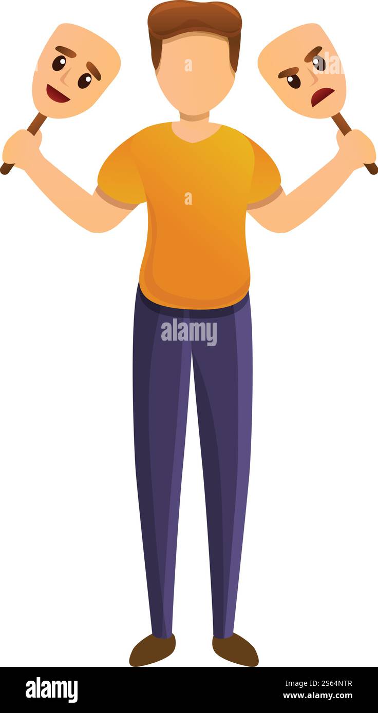 Mental bipolar disorder icon. Cartoon of mental bipolar disorder vector ...