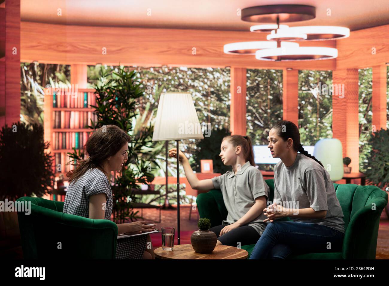 Mom bringing her disconnected teenager at a therapy session with ...