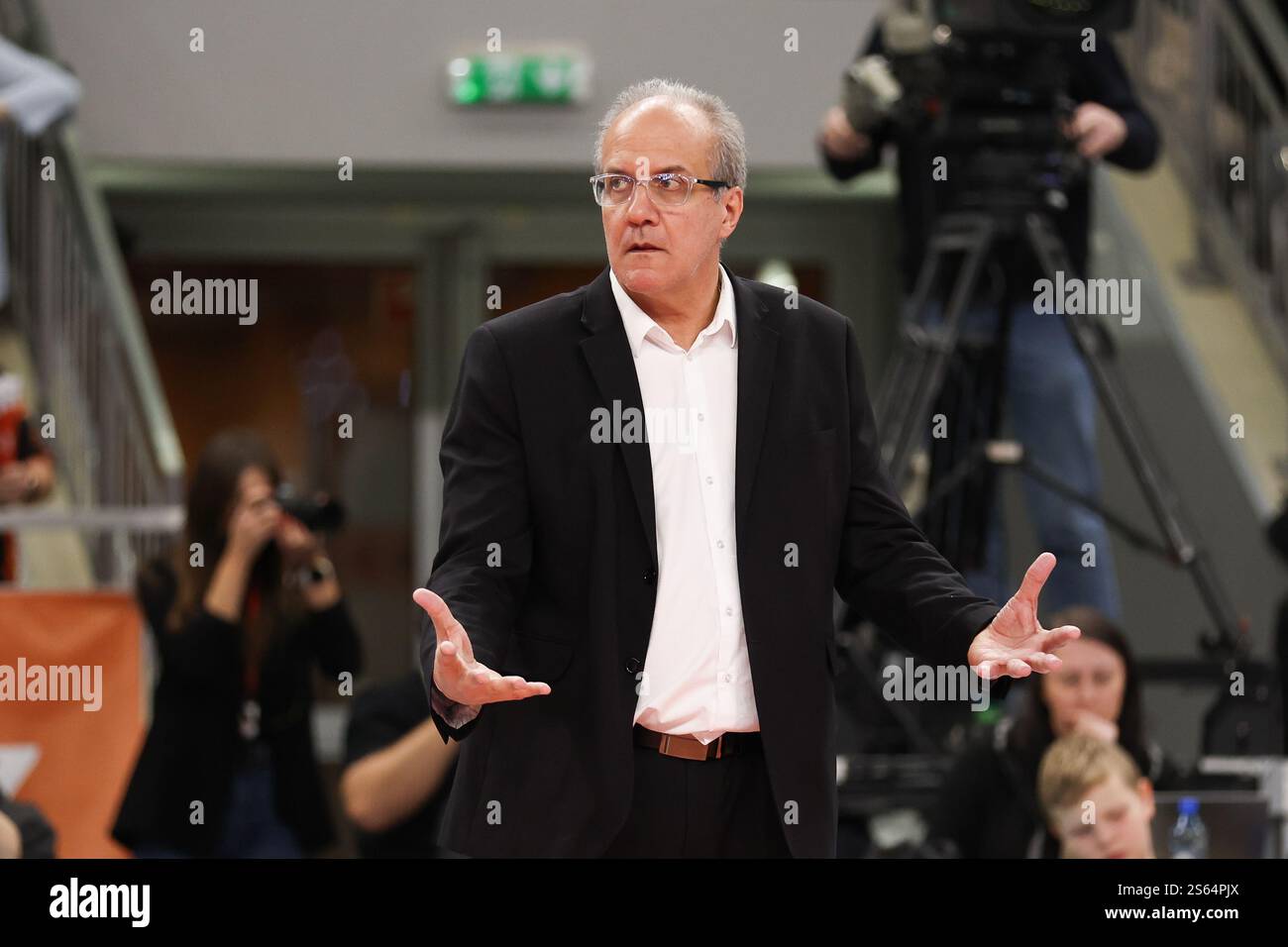Jastrzebie Zdroj, Poland. 12th Jan, 2025. Coach Marcelo Mendez of Jastrzebski Wegiel seen during ...
