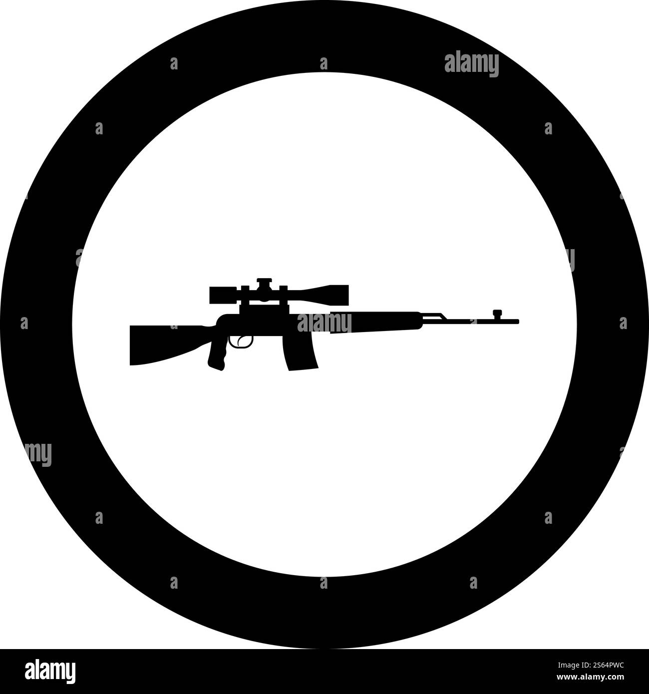 Sniper rifle icon in circle round black color vector illustration flat ...