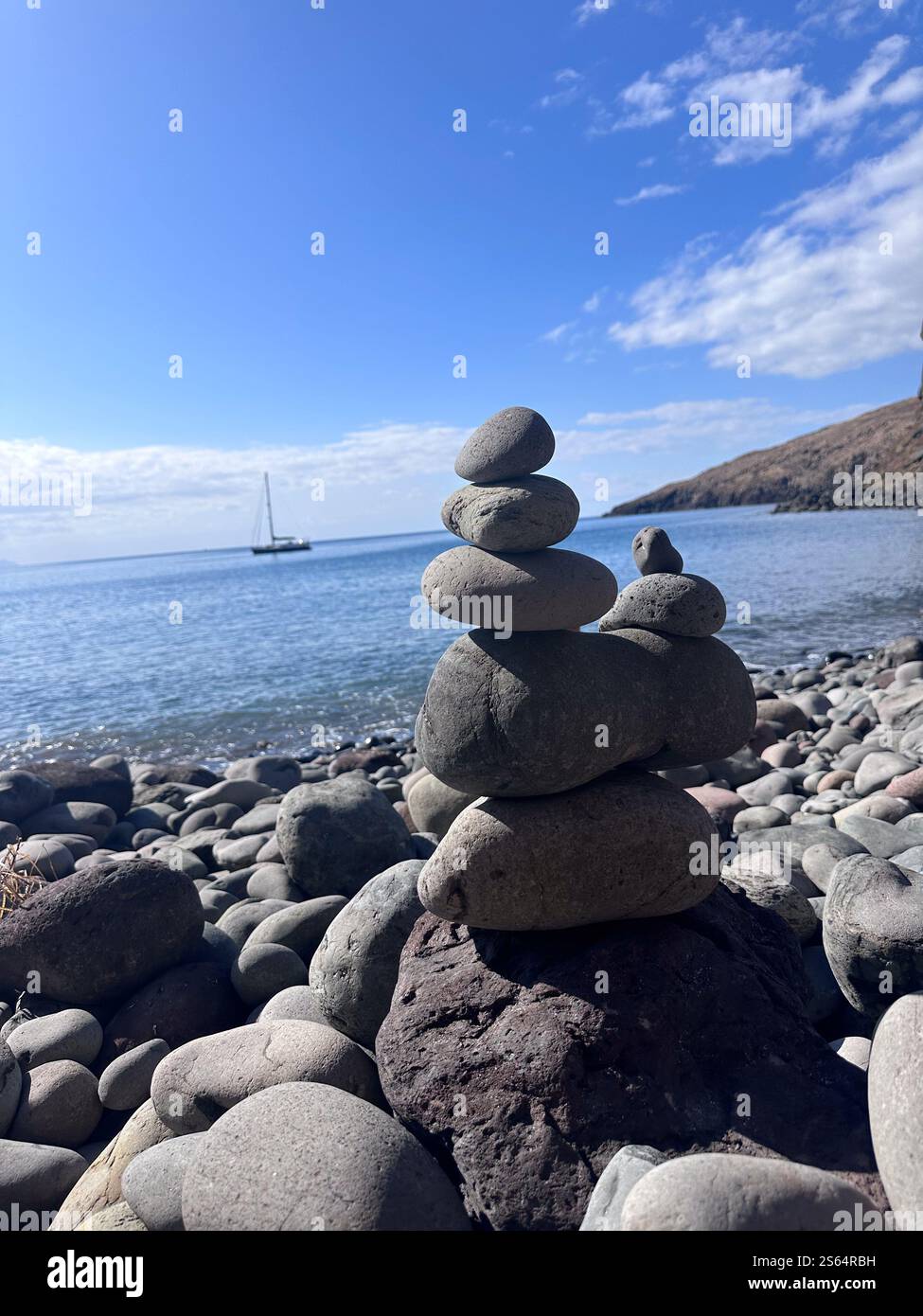 Madeira Island Portugal tradition creation rock towers stones seascape ...