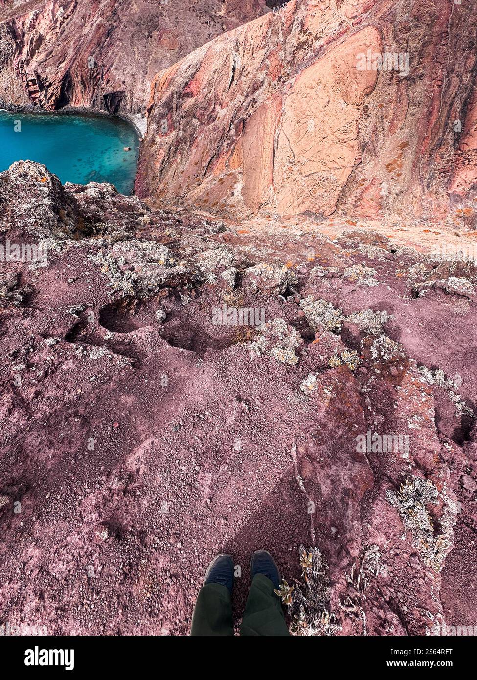 Madeira island Portugal Ponta de Sao Lourenco tourist legs close up ...