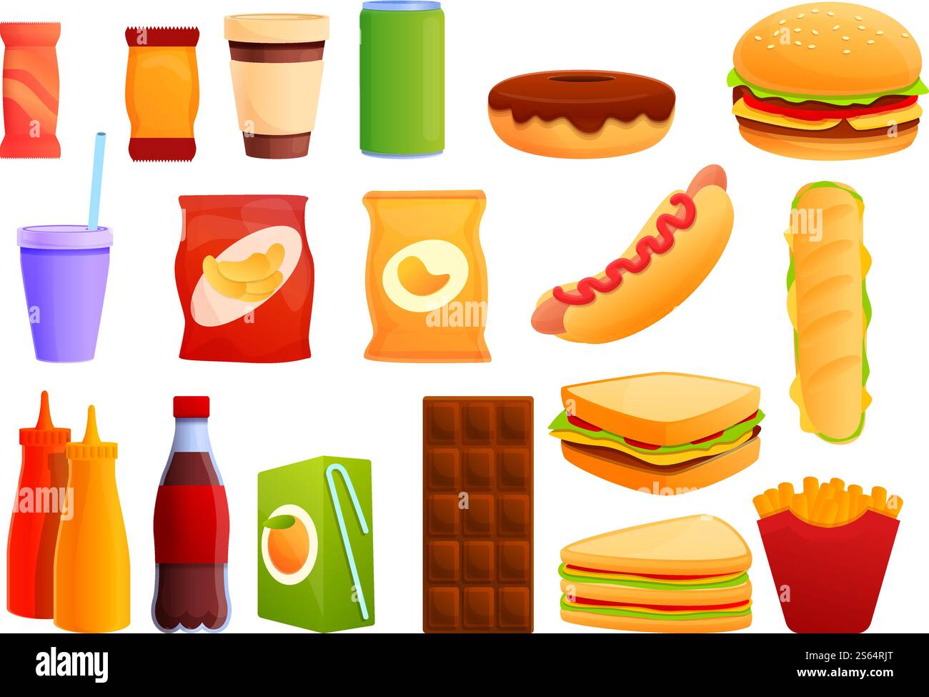 Sandwich bar icons set. Cartoon set of sandwich bar vector icons for ...