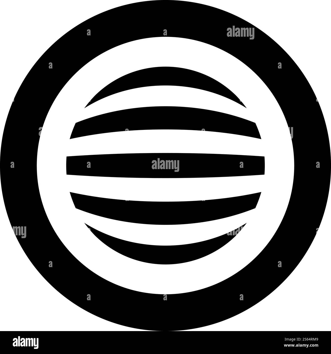 Striped sphere Concept globe Abstract ball icon in circle round black ...