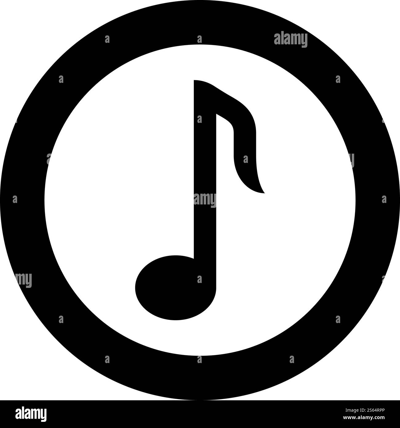 Eighth note icon in circle round black color vector illustration flat ...
