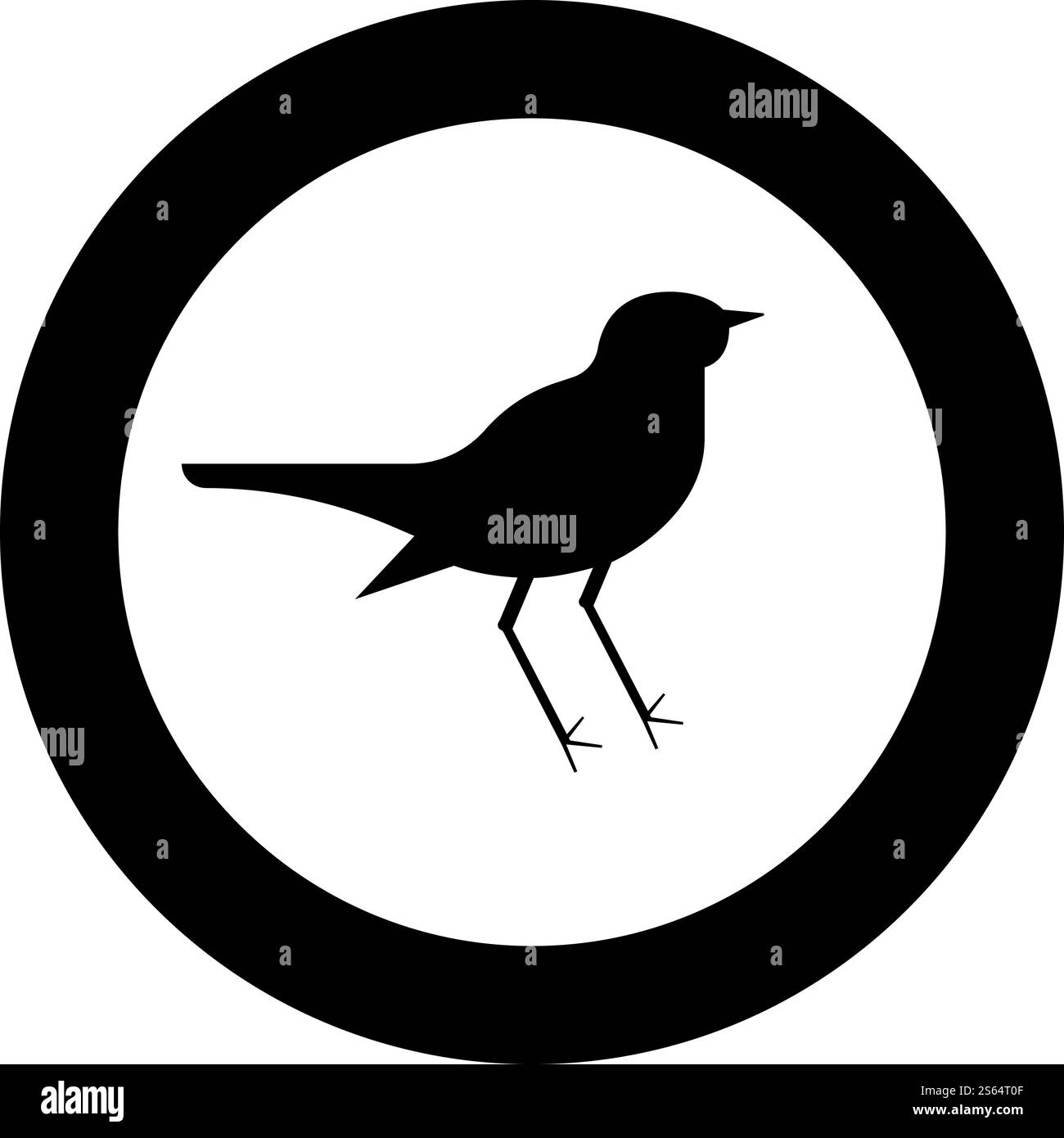 Nightingale Luscinia Bird silhouette icon in circle round black color ...