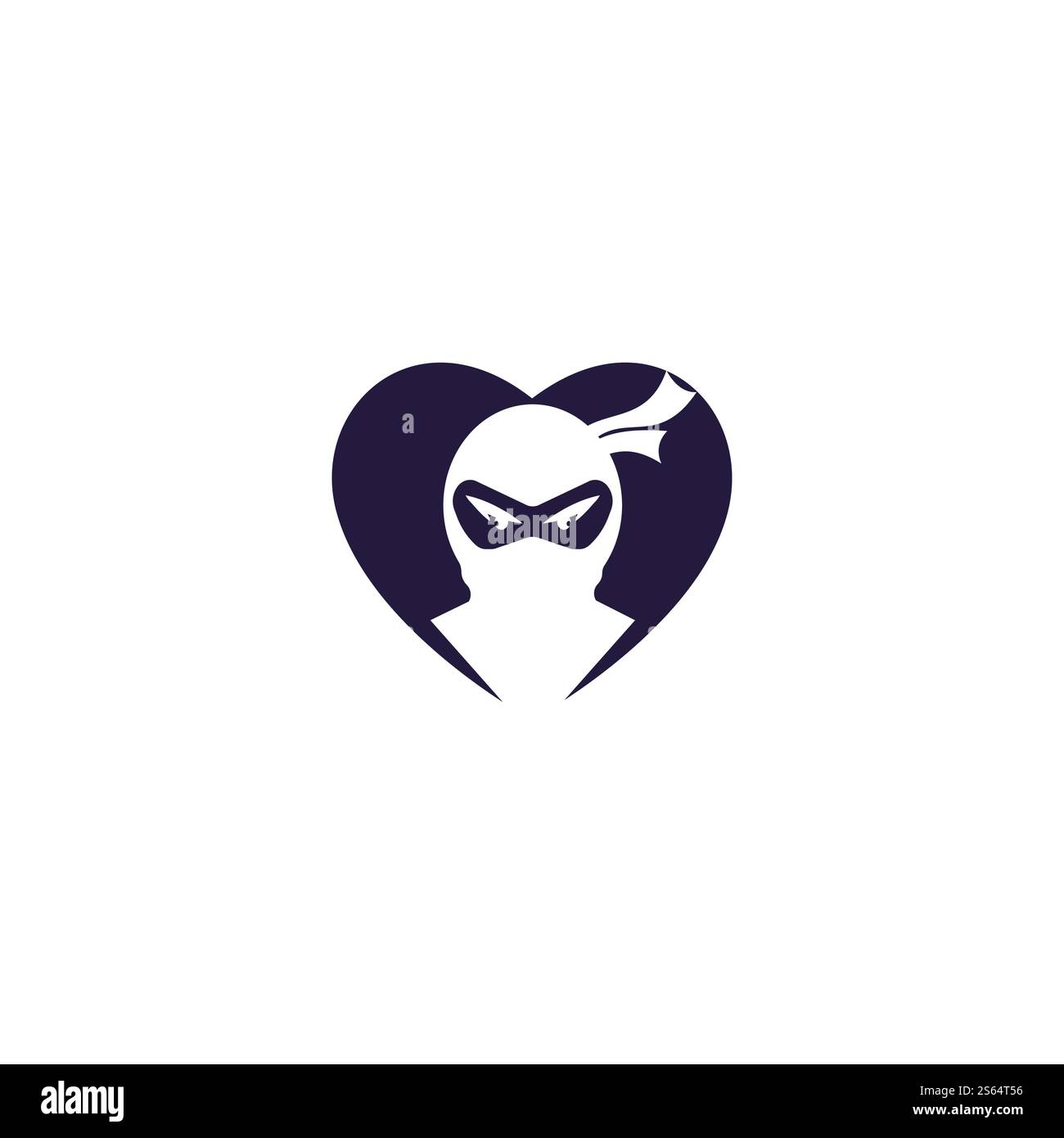 Ninja love vector logo design. Ninja heart shape vector design Stock ...