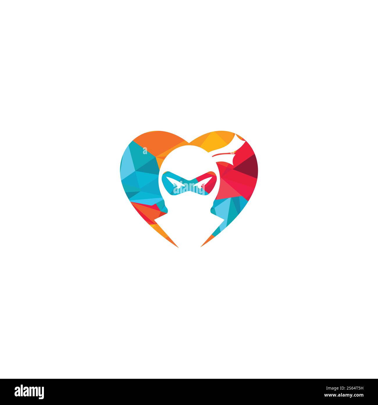 Ninja love vector logo design. Ninja heart shape vector design Stock ...