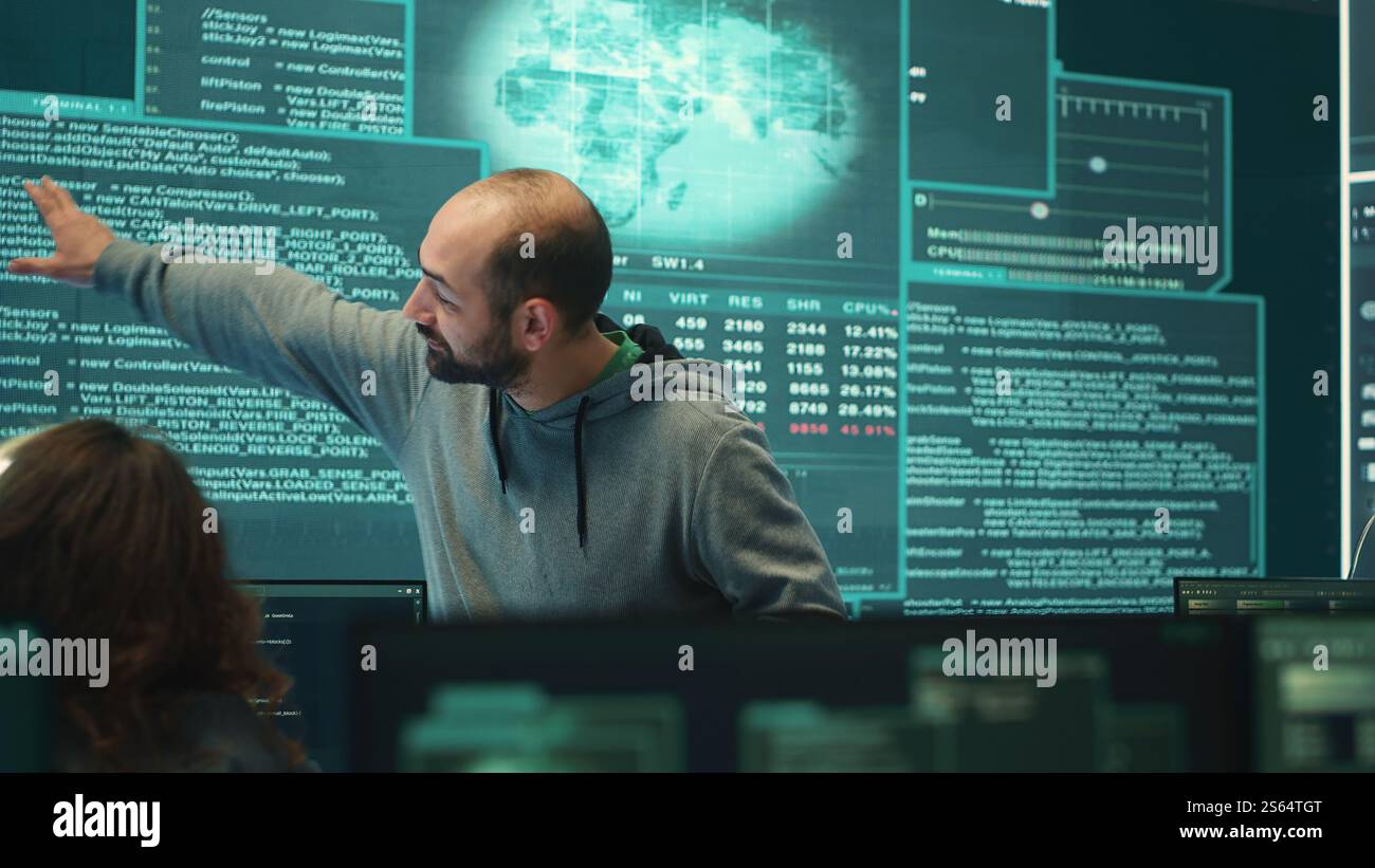 Cyber Investigation Team Working In A Governmental Hacking Room