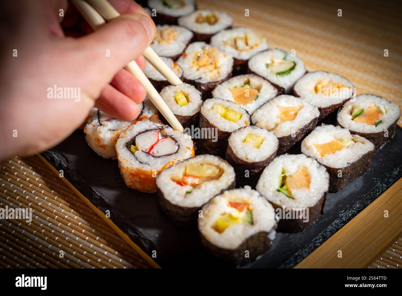 Sushi rolls variation rice hi-res stock photography and images - Alamy