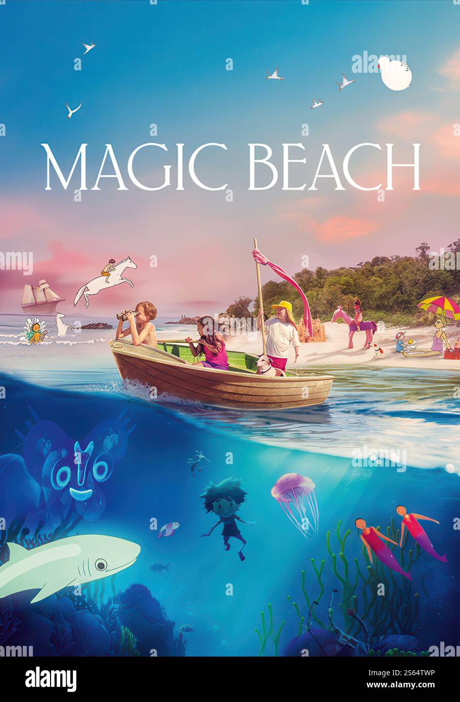 MAGIC BEACH, poster, from left: Luka Sero, Summer Jeon, Elliott Hayes ...