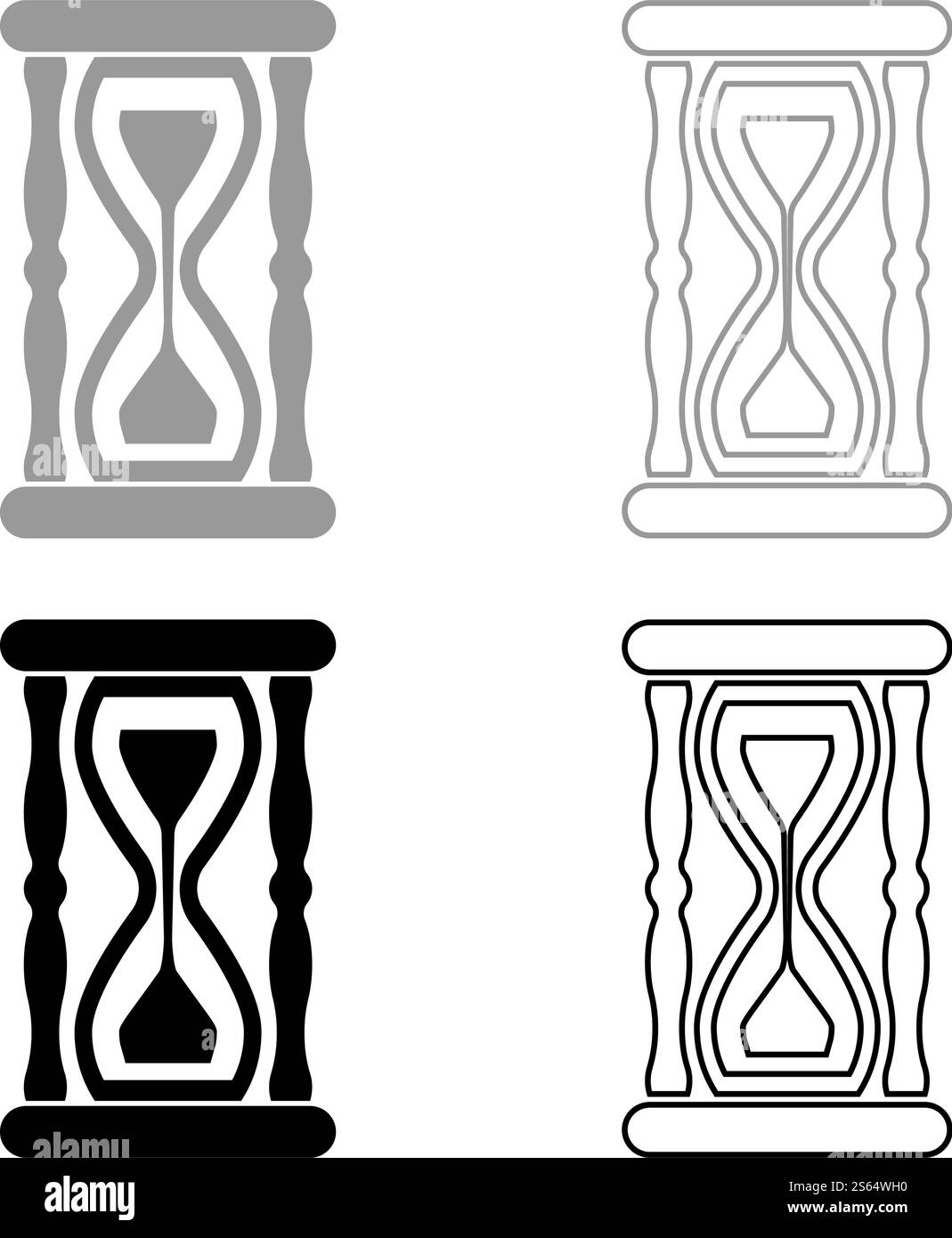 Hourglass Sand clock icon outline set black grey color vector ...