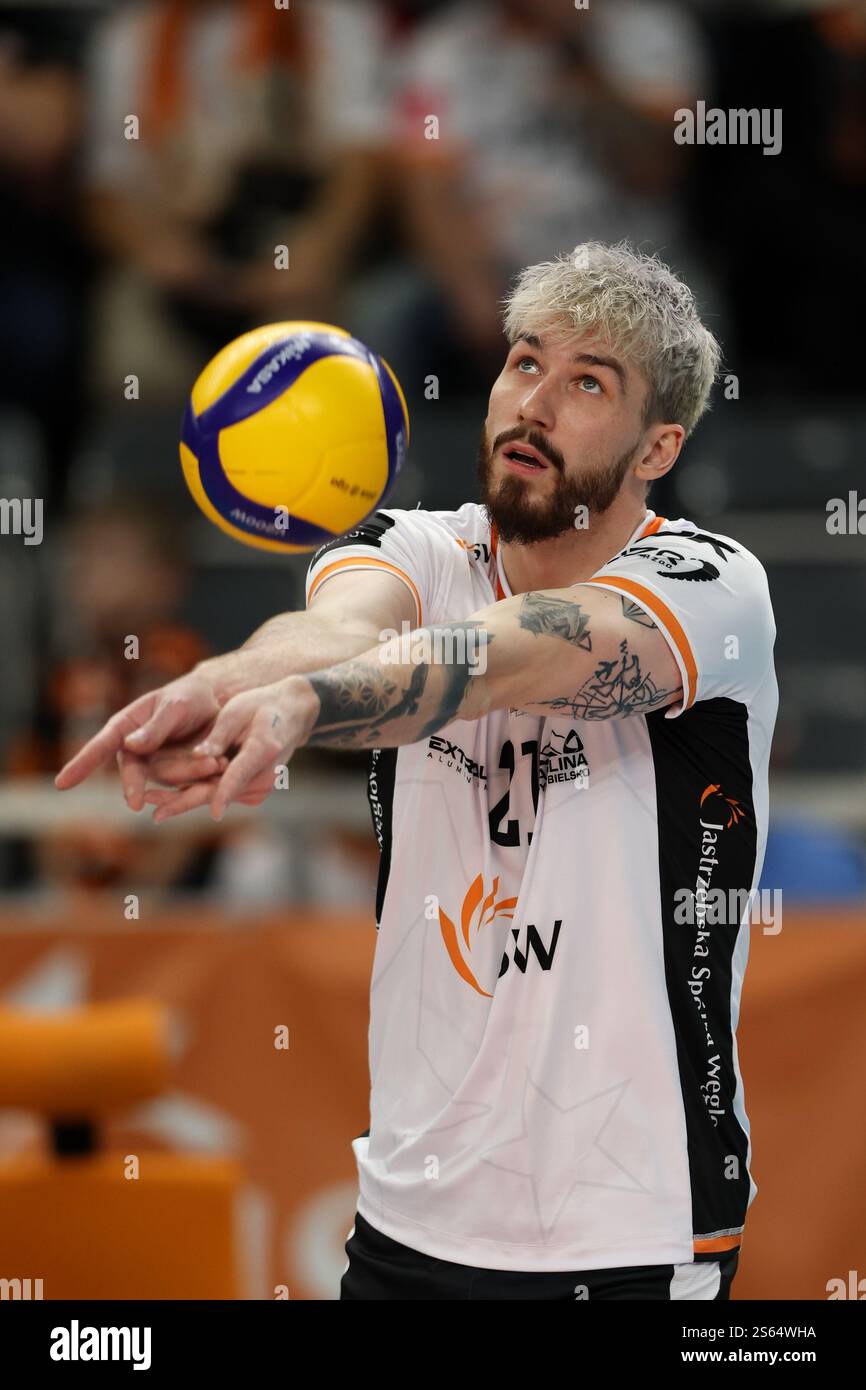 Jastrzebie Zdroj, Poland. 12th Jan, 2025. Tomasz Fornal of Jastrzebski Wegiel seen in action ...