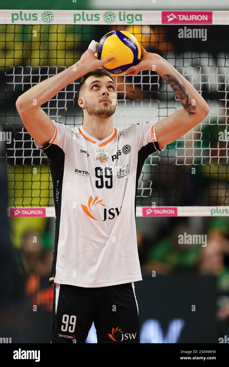 Jastrzebie Zdroj, Poland. 12th Jan, 2025. Norbert Huber of Jastrzebski Wegiel seen in action ...