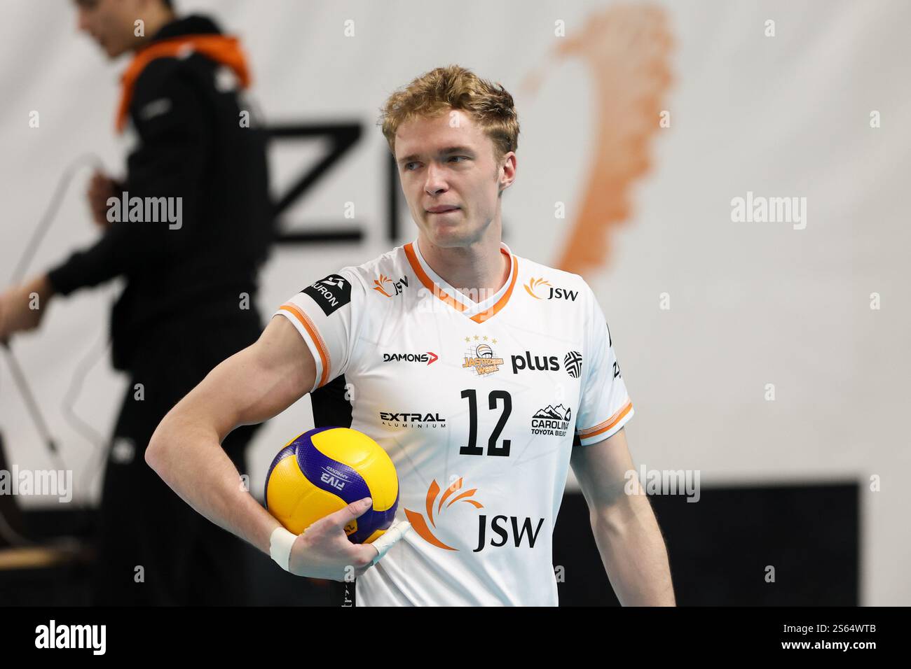 Jastrzebie Zdroj, Poland. 12th Jan, 2025. Anton Brehme of Jastrzebski Wegiel seen during the ...