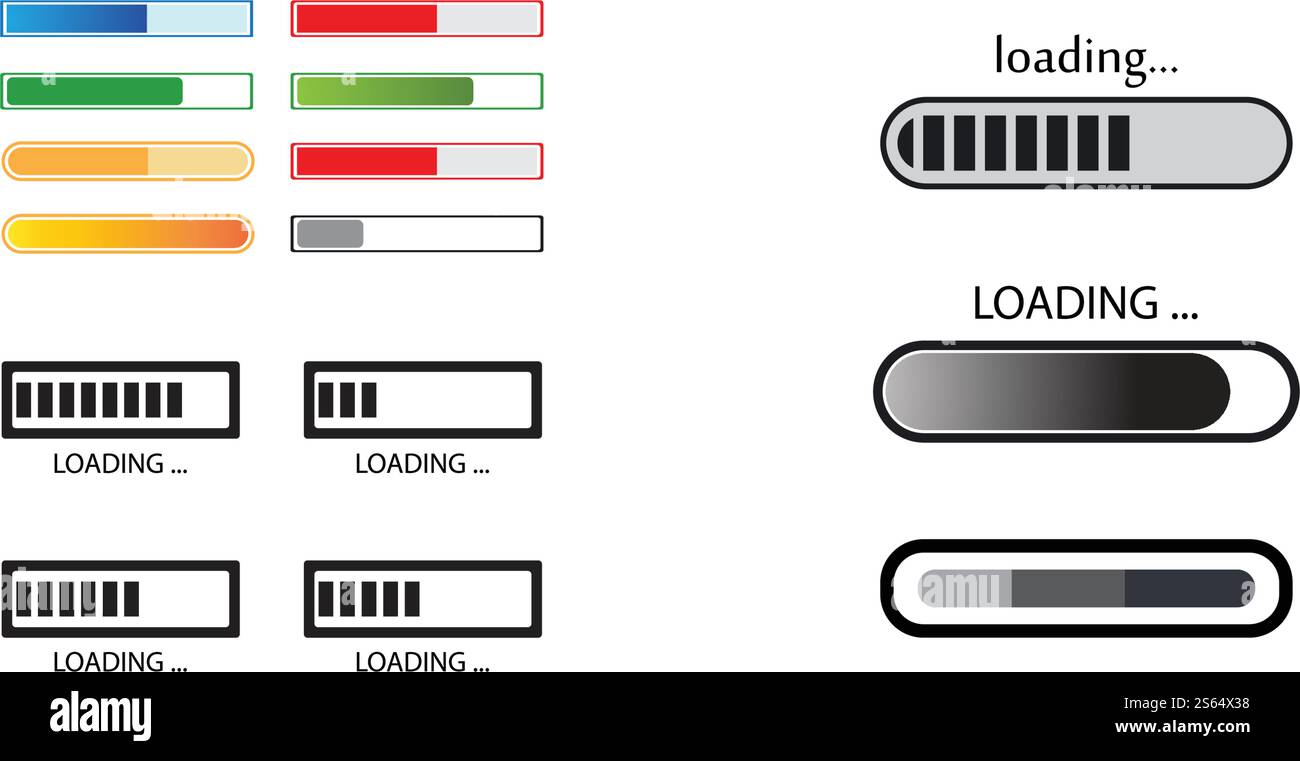 Loading bar icon set vector design Stock Vector Image & Art - Alamy