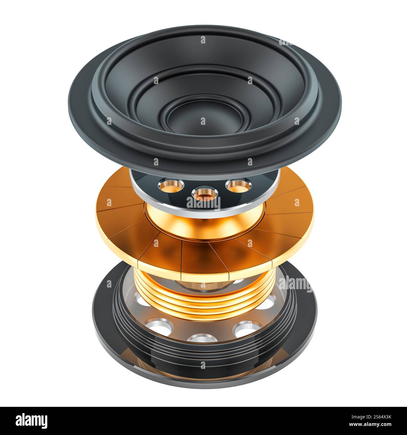 Components of Earphone Dynamic Speaker Drivers, 3D rendering isolated ...