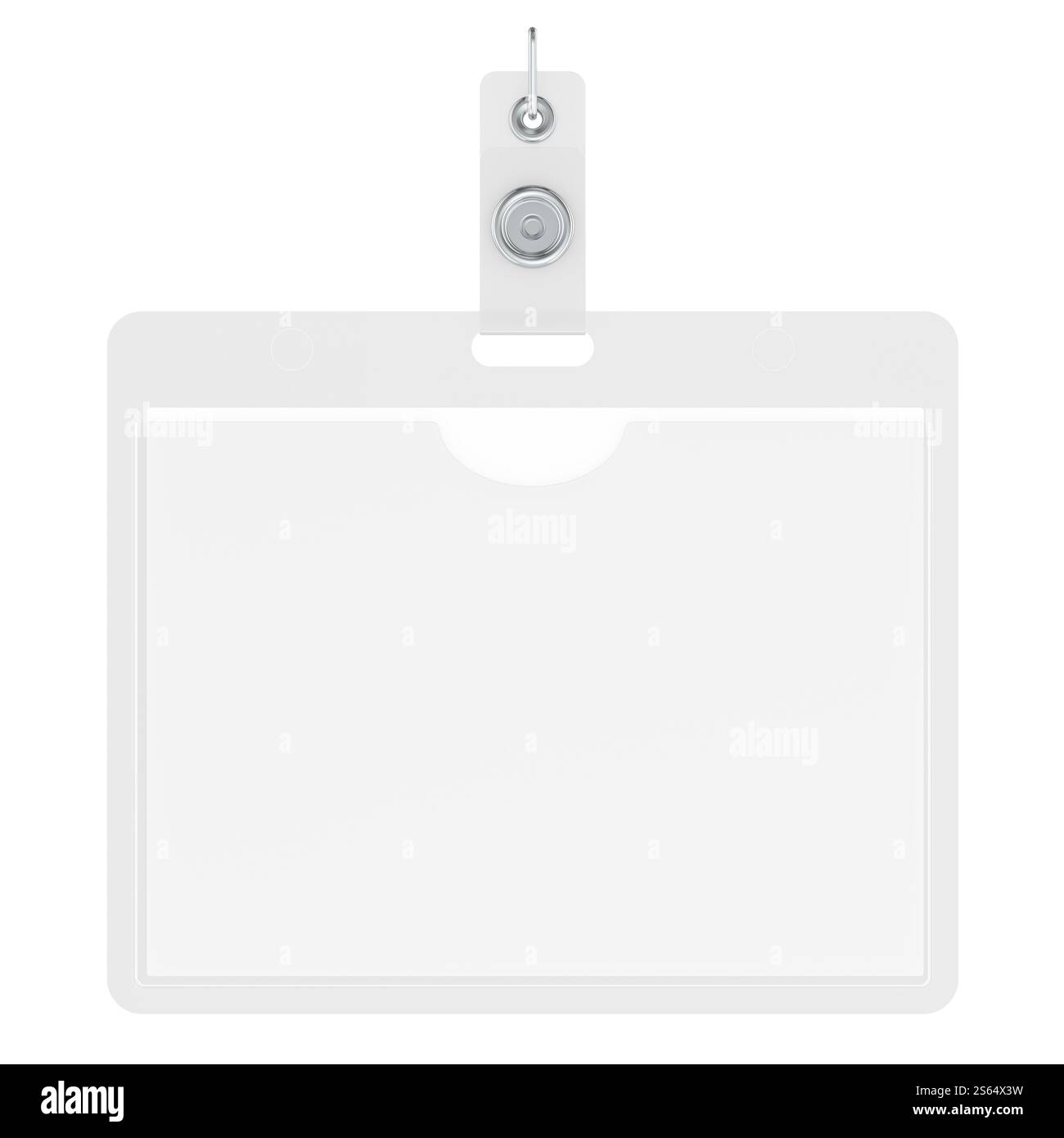 Name tag. Plastic badge, front view, mockup template. 3D rendering ...