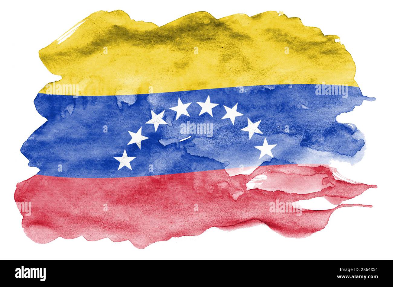 Venezuela flag is depicted in liquid watercolor style isolated on white ...