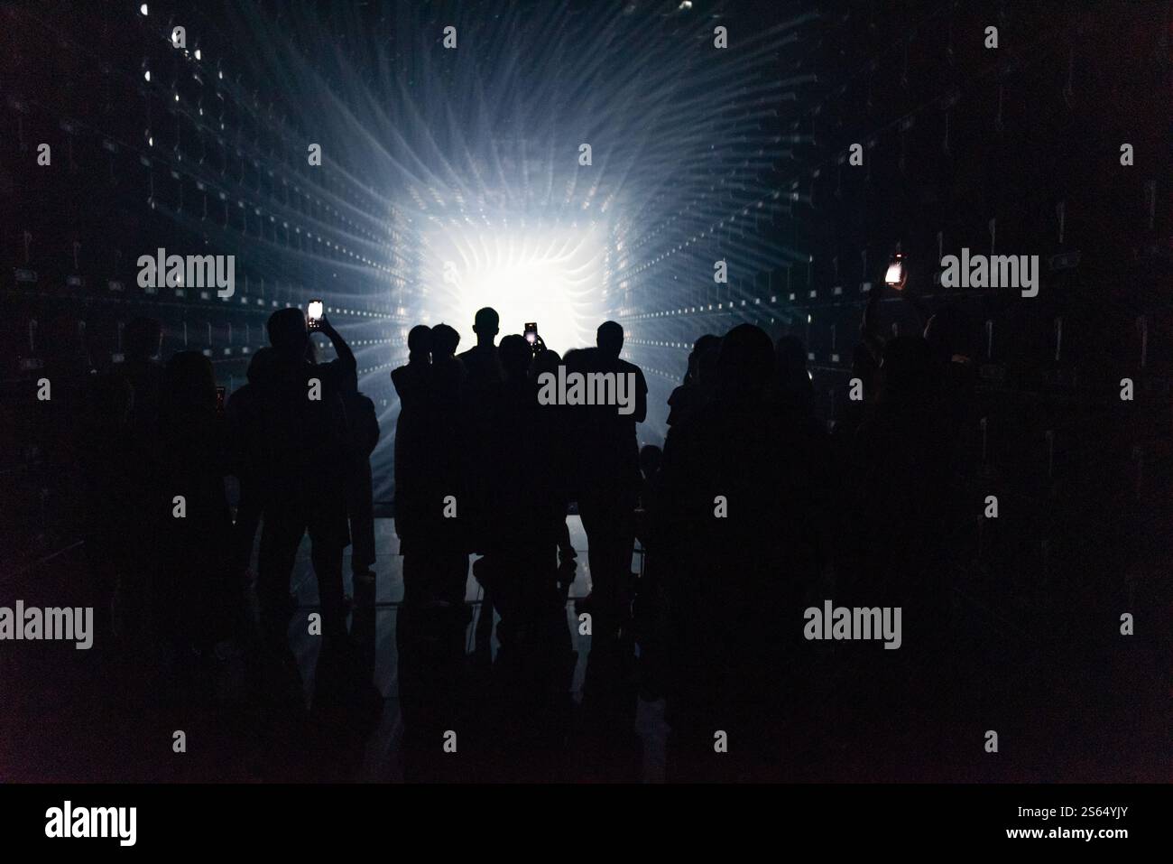 Visitors teamLab Borderless immersive light sculpture digital artwork ...