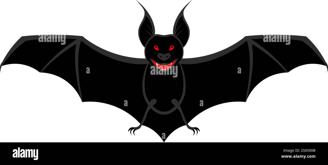 Scary Bat Over White Background for Creating Halloween Designs. Vector ...