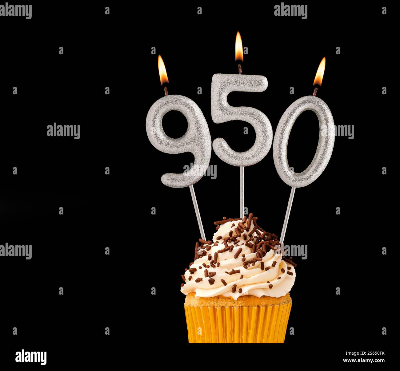 Candles forming the number 950 - Black background Stock Photo - Alamy