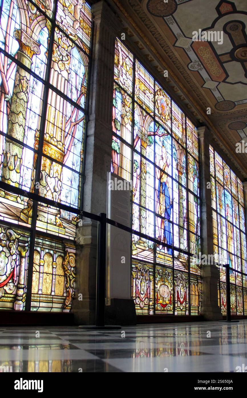 Mexico City, Mexico - Aug 9 2023: Stained glass windows of Greek ...