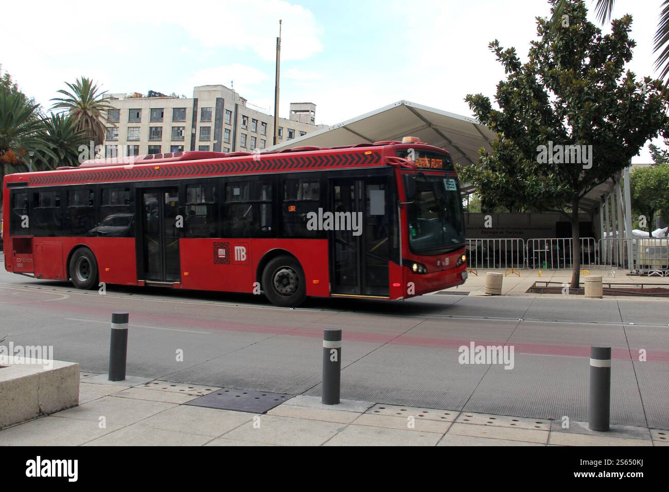 Mexico City, Mexico - Aug 23 2023: The Metrobus is a red double-decker ...