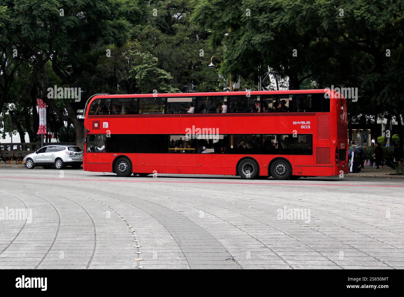 Mexico City, Mexico - Aug 23 2023: The Metrobus is a red double-decker ...