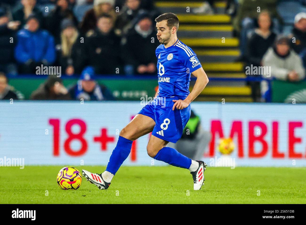 Leicester, UK. 15th Jan, 2025. Harry Winks of Leicester City passes the ...