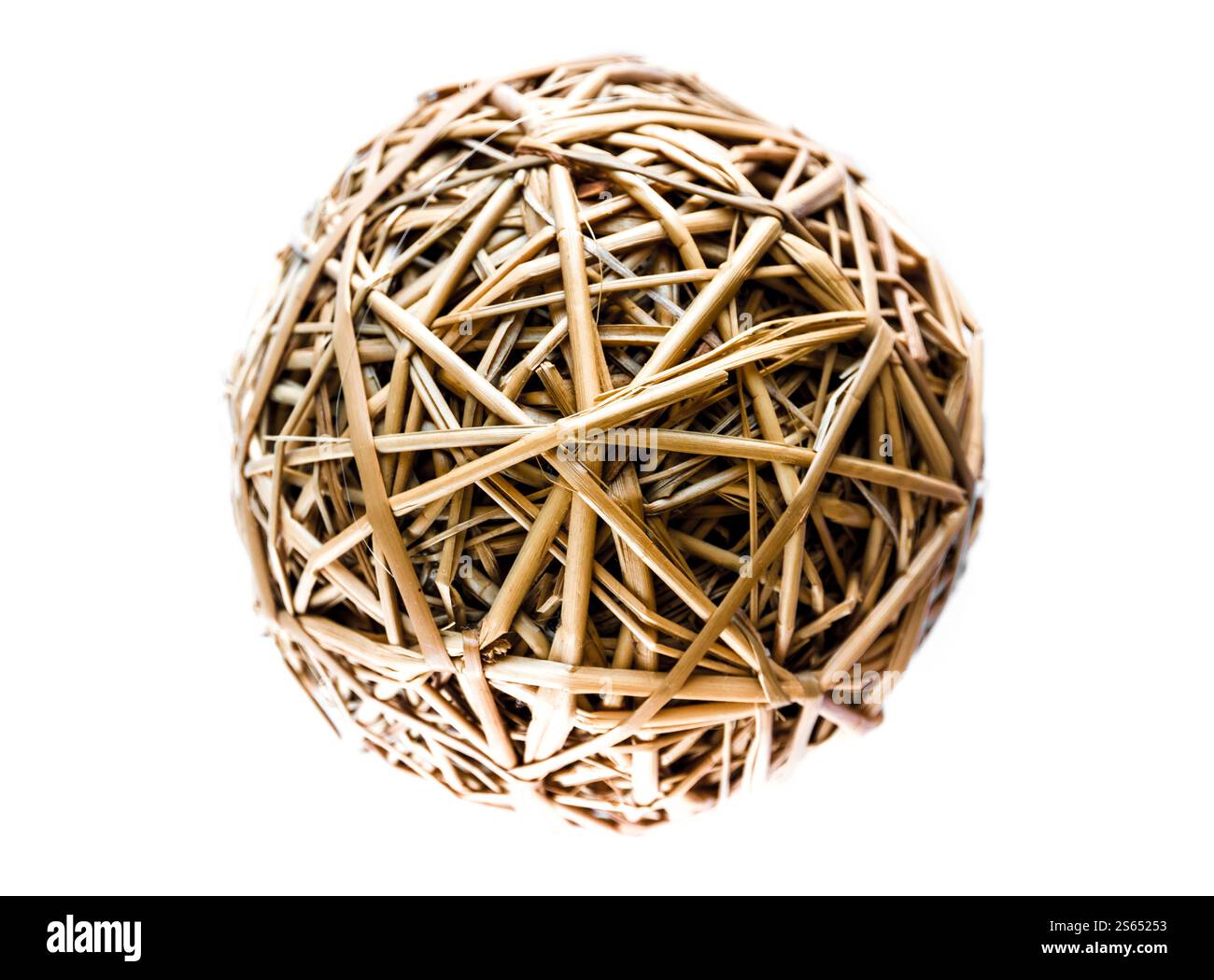 Woven wicker ball isolated on white background Stock Photo - Alamy