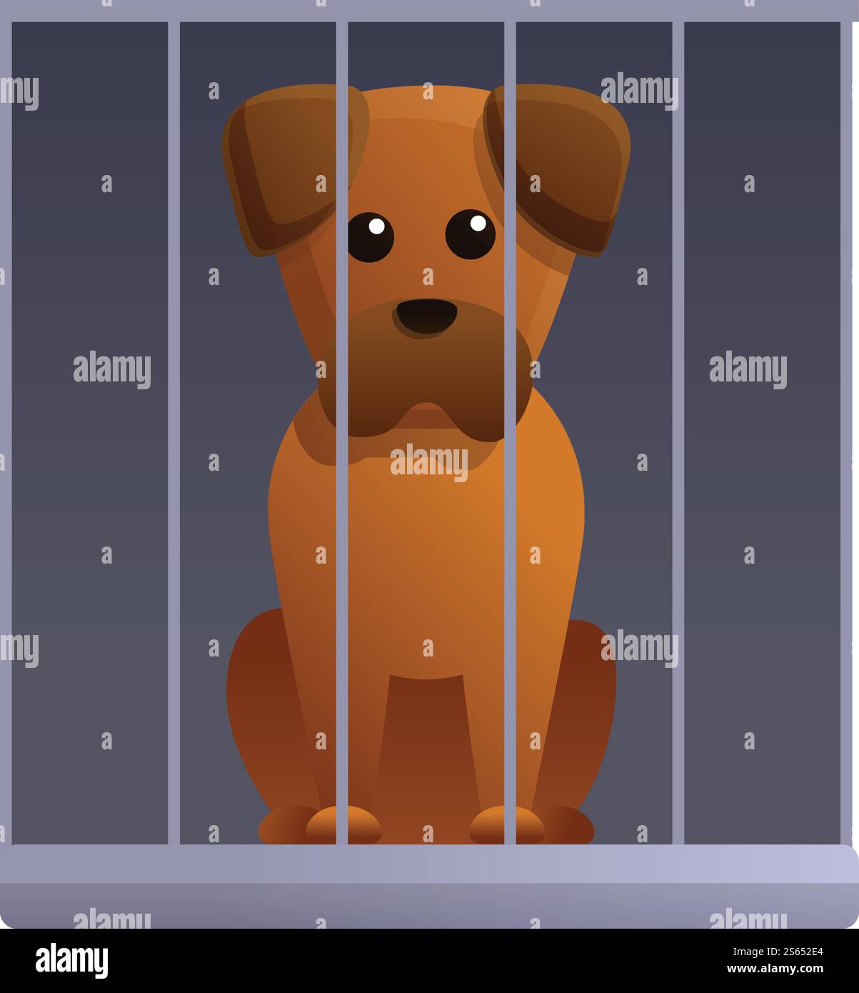 Sad dog in shelter cage icon. Cartoon of sad dog in shelter cage vector ...