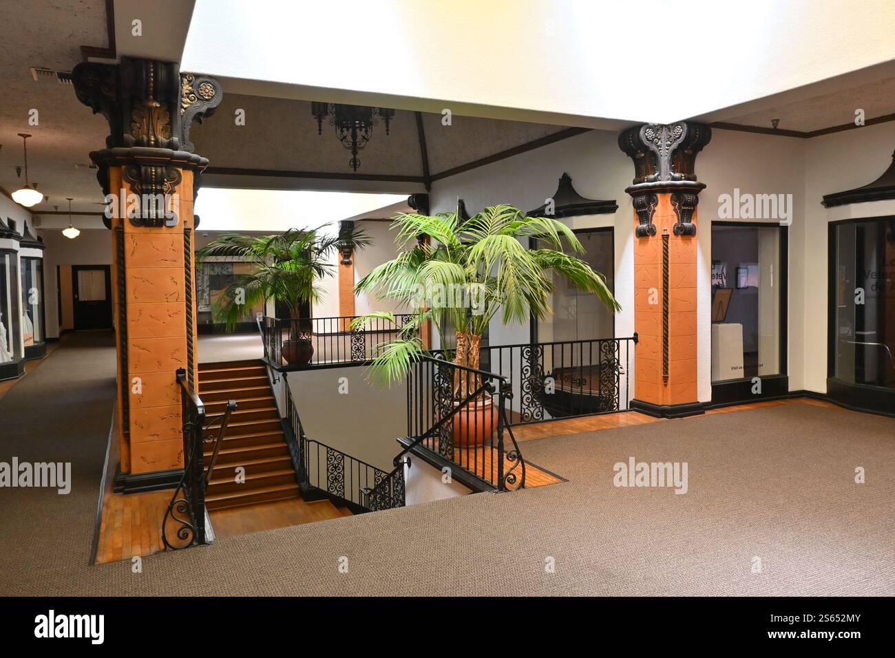 SANTA ANA, CALIFORNIA - 25 AUG 2024: Tthe 2nd floor of the Santora Arts ...