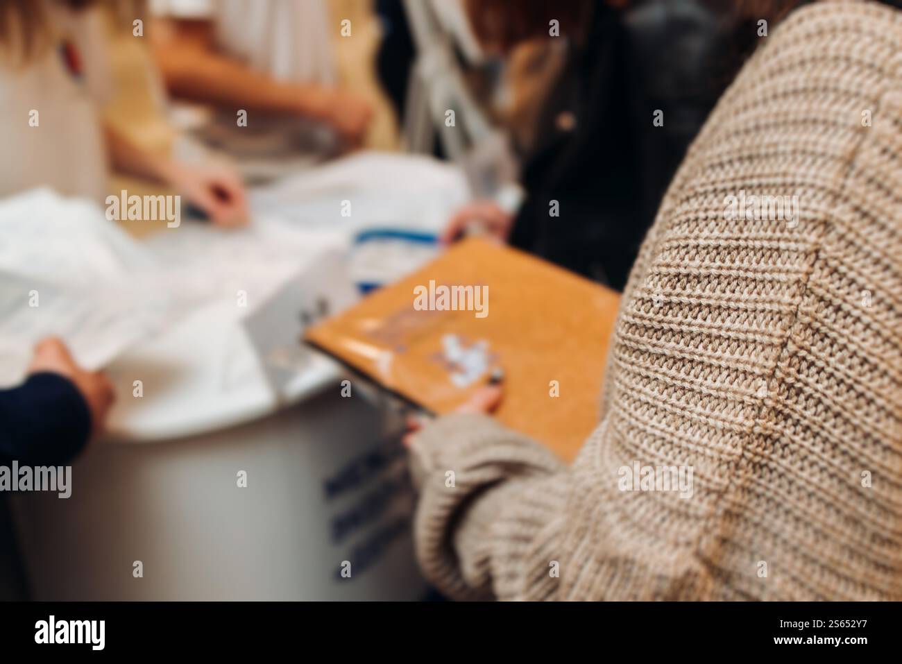 Process of checking in on conference congress forum event, registration ...