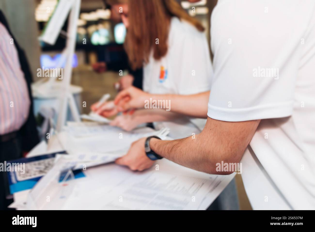 Process of checking in on conference congress forum event, registration ...