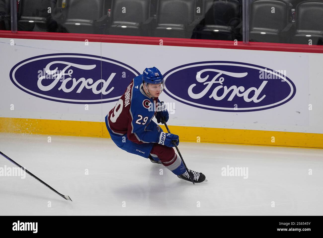 Colorado Avalanche center Nathan MacKinnon (29) in the first period of ...