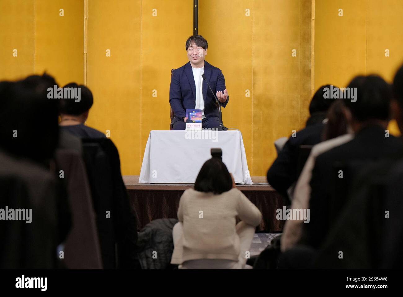 The 172nd Naoki Prize winner Shin Iyohara attends during a press ...