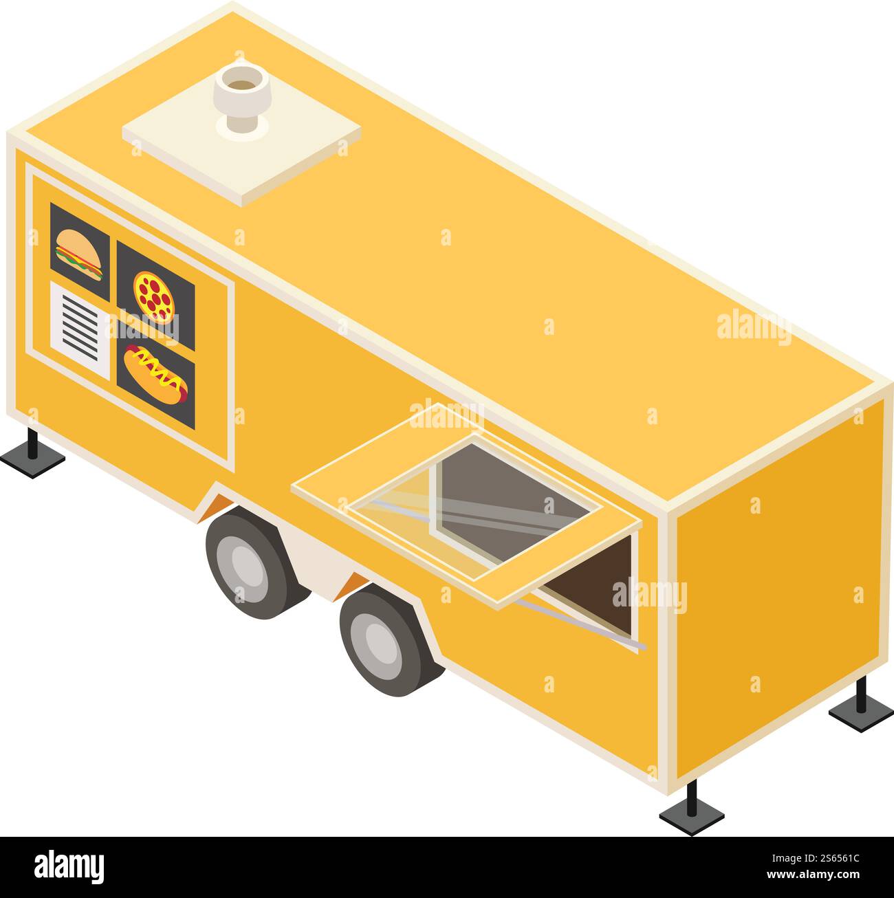 Fast food trailer icon. Isometric of fast food trailer vector icon for ...