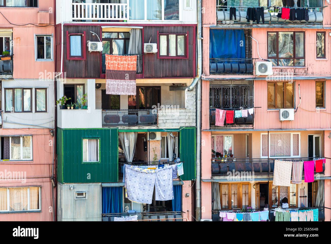 travel to Georgia - facade of multi-storey house in residential ...